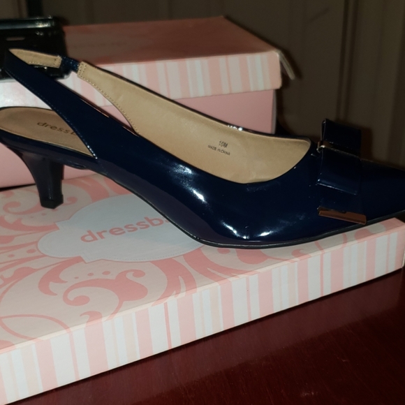 Dress Barn | Shoes | Navy Blue And Gold Dress Heels | Poshmark
